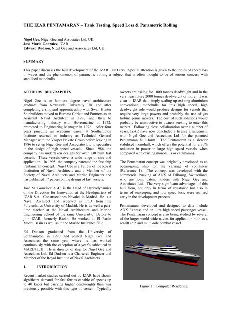 THE IZAR PENTAMARAN â€“ Tank Testing, Speed Loss ... - BMT Group