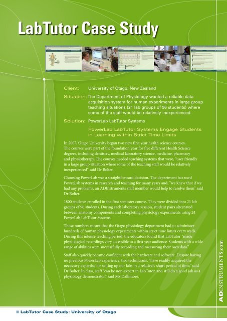 LabTutor Case Study - ADInstruments
