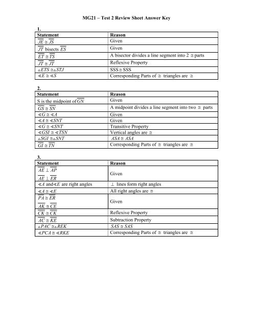 MG21 Test 2 Review Sheet Answers