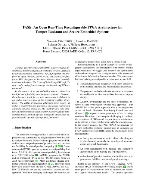 Fase An Open Run Time Reconfigurable Fpga Architecture For
