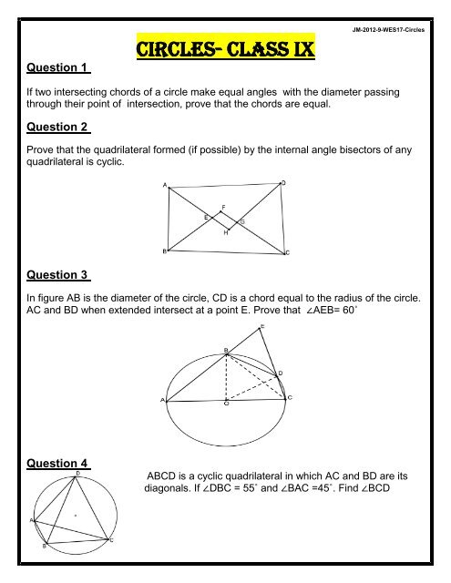 Circles- Class IX - Math with JM - home
