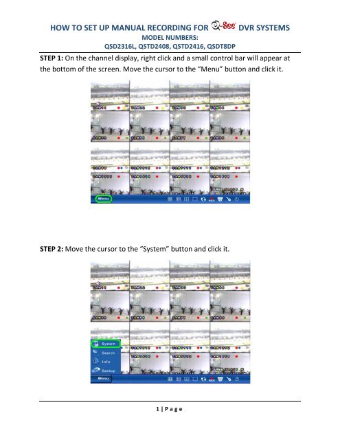 how to set up manual recording for dvr systems - Q-See