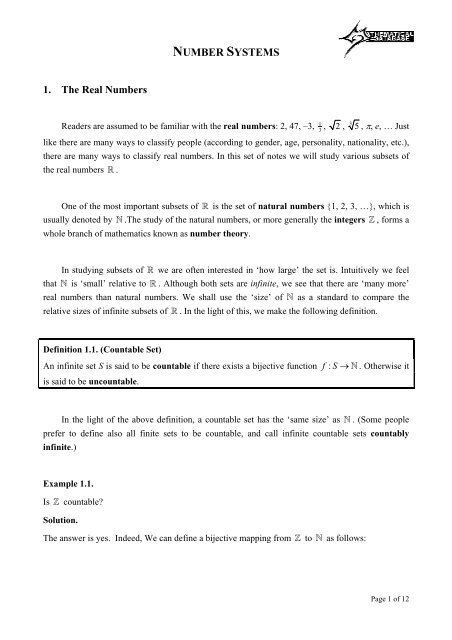 1. The Real Numbers