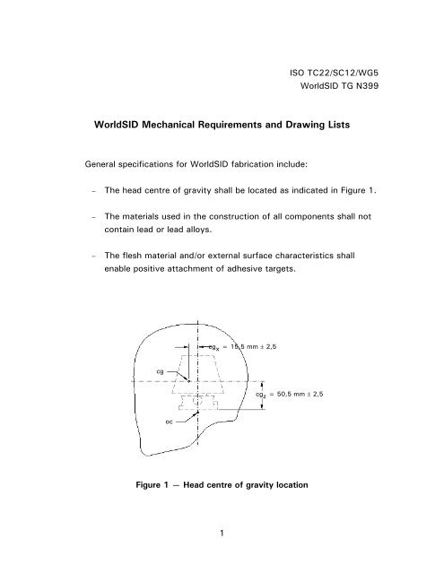 WorldSID Mechanical Requirements and Drawing Lists - Worldsid.org
