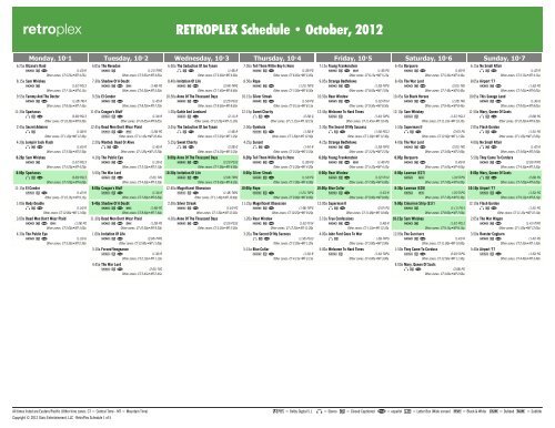 RETROPLEX Schedule - October, 2012 - Starz