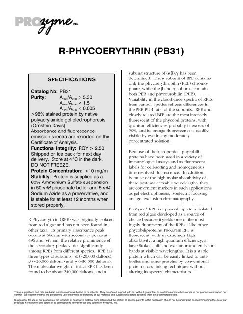 R-PHYCOERYTHRIN (PB31) - ProZyme