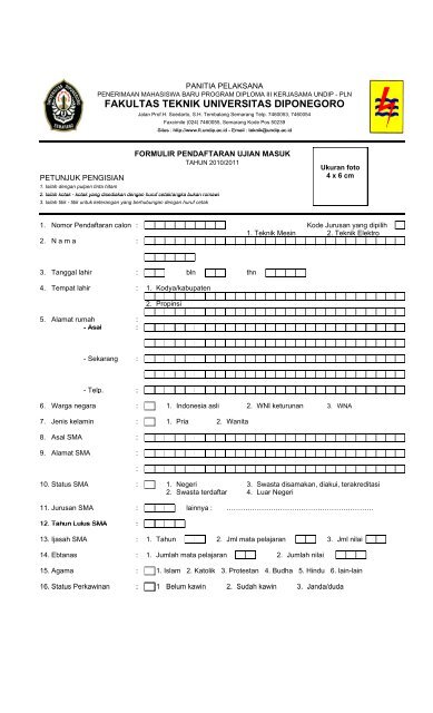 formulir pln - Fakultas Teknik UNDIP - Universitas Diponegoro