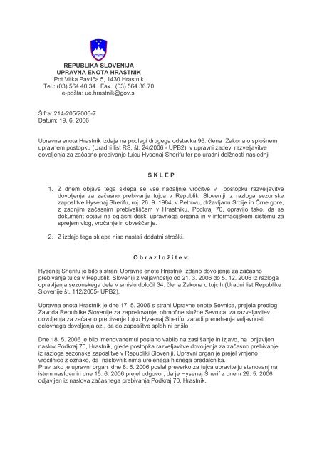 REPUBLIKA SLOVENIJA UPRAVNA ENOTA ... - Upravne enote