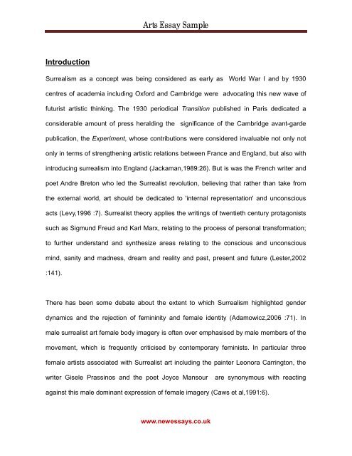 Arts Essay Sample - New Essays