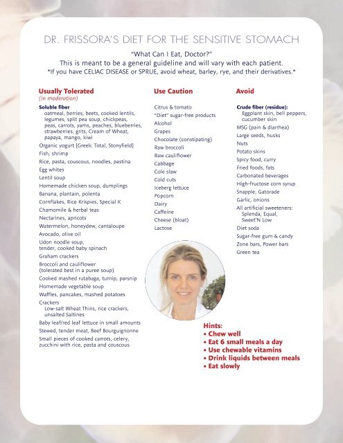 dr. frissora's diet for the sensitive stomach - HealthyInfo.Com