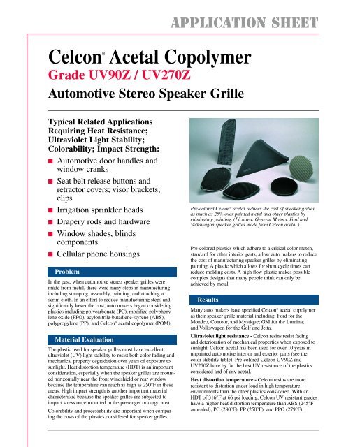 Celcon POM UV90Z Stereo Speaker Grille - Hi Polymers