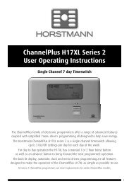 Horstmann 425 range Installation Instructions