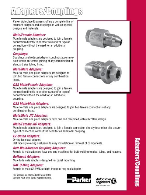 Adapters/Couplings - Parker Autoclave Engineers
