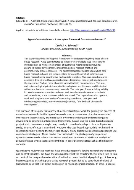 Types of case study work - Rhodes University