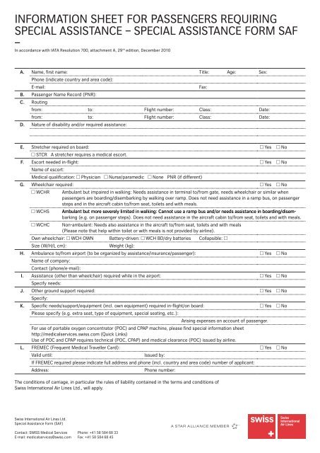 SAF/MEDIF Form - Edelweiss Air