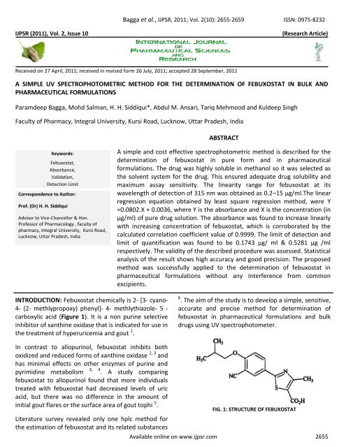 a simple uv spectrophotometric method for the determination of ...