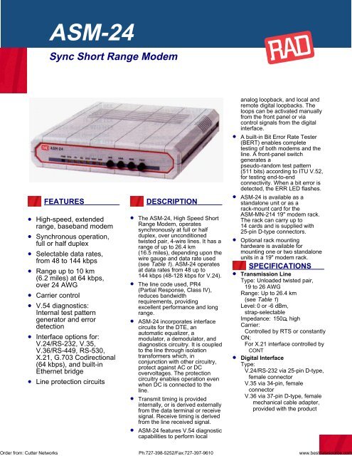 RAD ASM-24 data sheet (pdf) - Cutter Networks