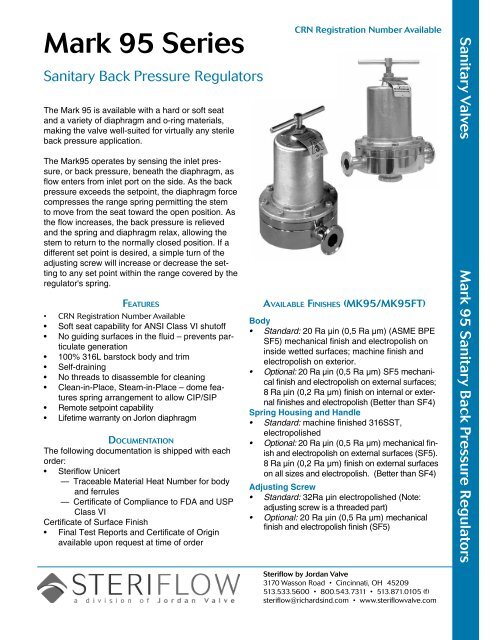 Mark 95 Series Data Sheet - Steriflow Valve