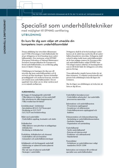 Hämta kursinnehåll i pdf-format - Idhammar AB