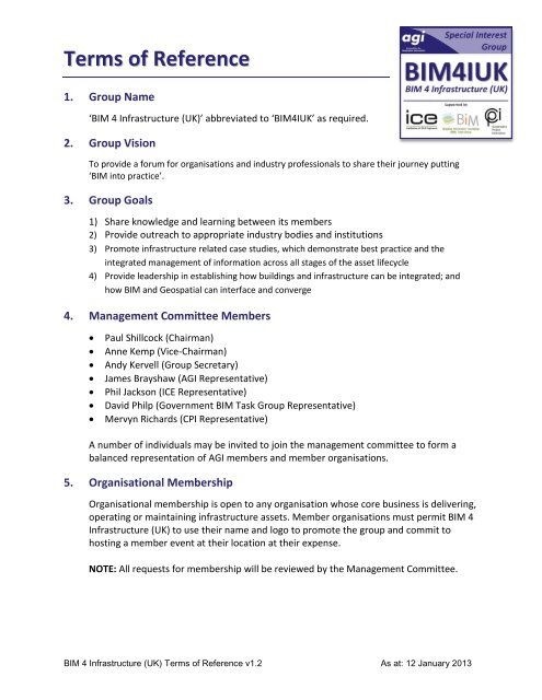 Terms of Reference - BIM Task Group