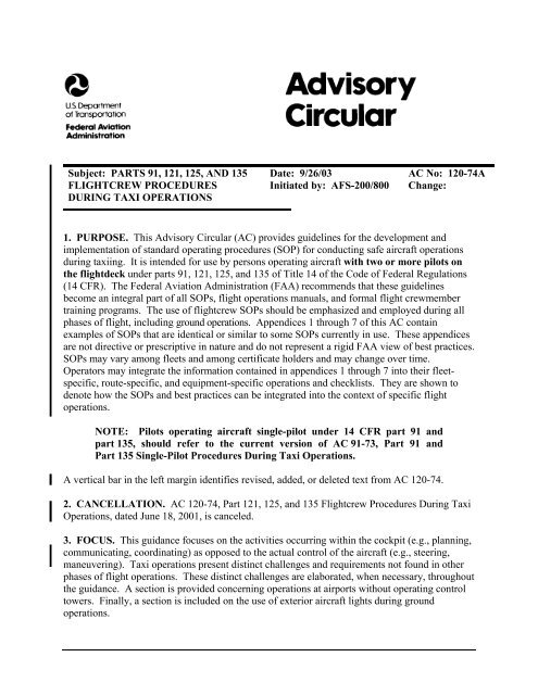 Flight Crew Procedures During Taxi Operations