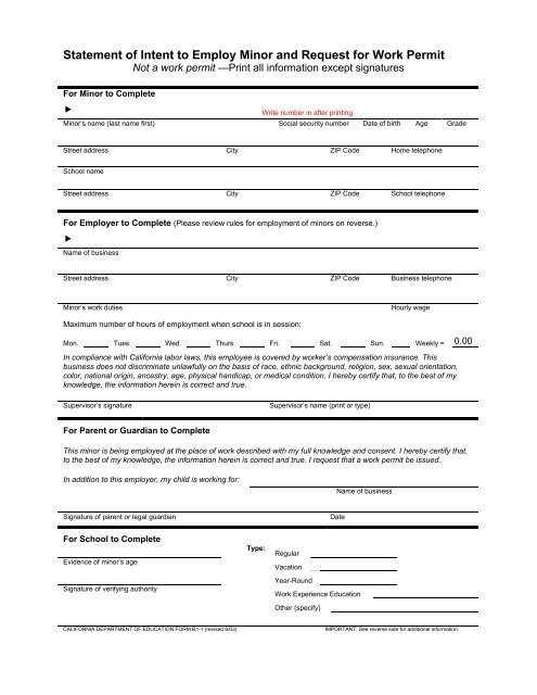 Work Permit Application