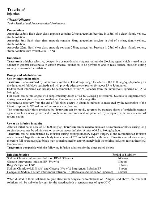 Tracrium* Injection - Jahan Behbood