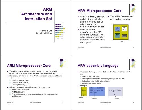 ARM Architecture and Instruction Set - KTH