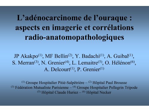 L'adÃ©nocarcinome de l'ouraque : aspects en imagerie et corrÃ©lations ...