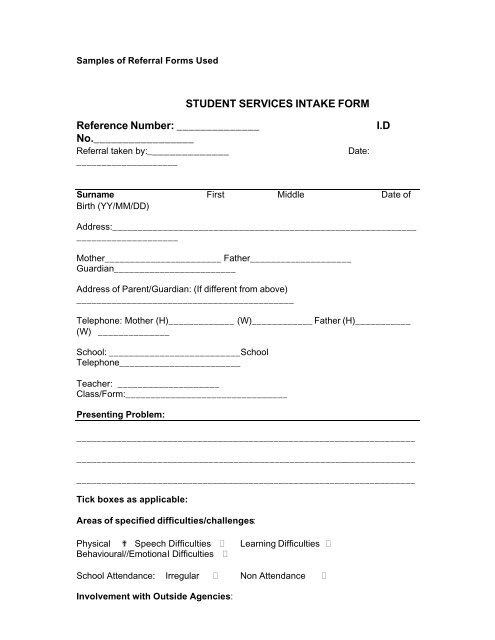 Sample Referral Form