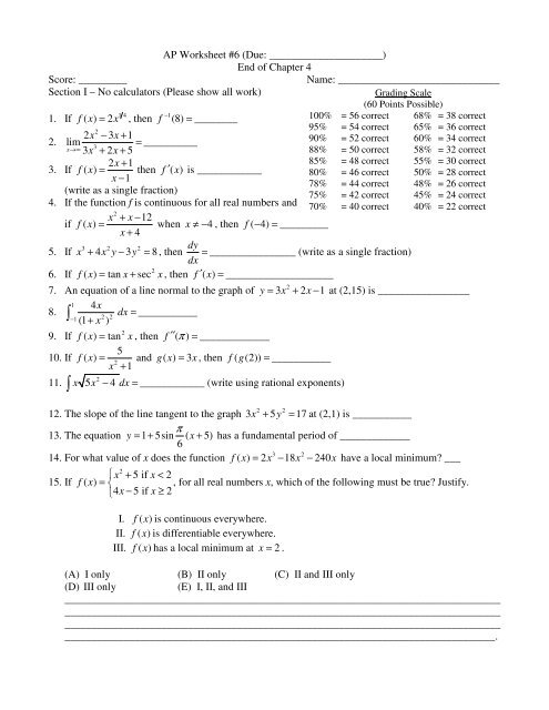 AP Worksheet 6