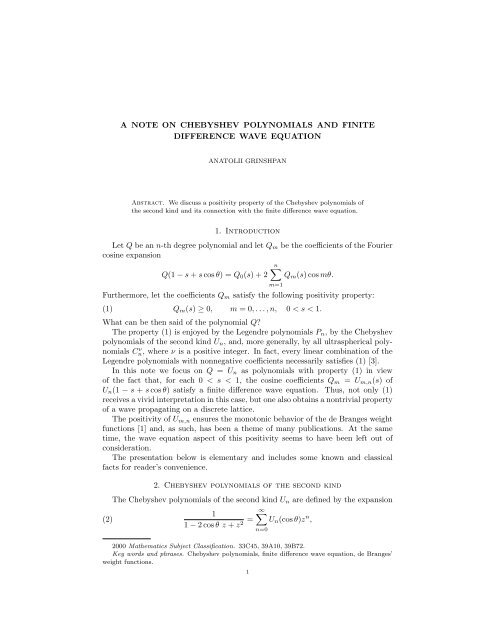 A Note On Chebyshev Polynomials And Finite Difference Wave Equation