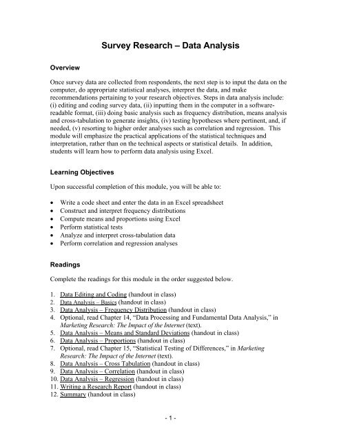 Survey Research â Data Analysis