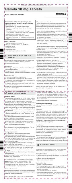 Download Ramilo 10mg PIL here - Rowex Ltd