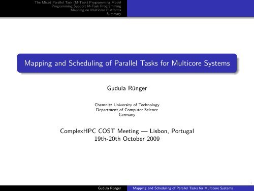 Mapping And Scheduling Of Parallel Tasks For