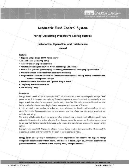 Auto-Flush IOM - Metal Form Manufacturing Company