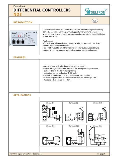 DIFFERENTIAL CONTROLLERS ND3 - Seltron controllers