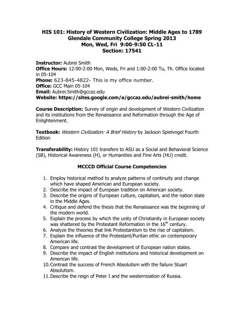 HIS 101: History of Western Civilization: Middle Ages to 1789