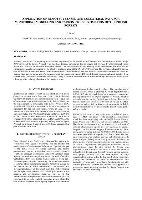 application of remotely sensed and collateral data for monitoring ...