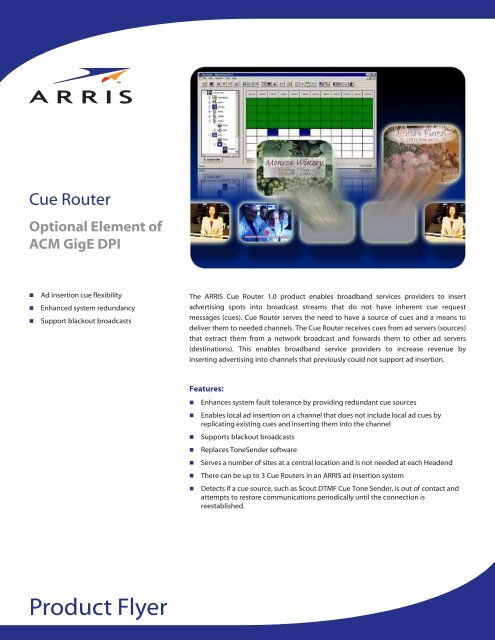 Cue Router Product Flyer - Arris