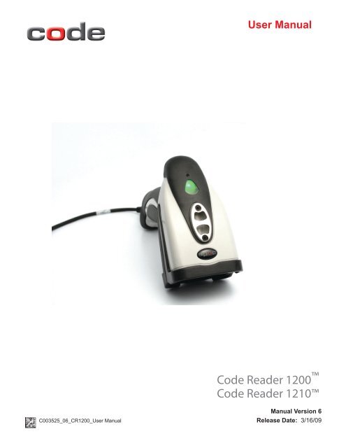 CR1200 User Manual - Code Corporation CR1200 User Manual - Code Corporation