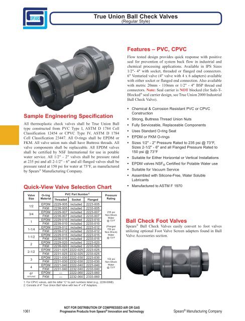 020 True Union Ball Check Valves (Regular Style). - Spears ...