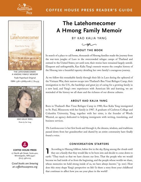 The latehomecomer a hmong family memoir