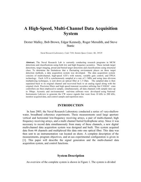 A High-Speed, Multi-Channel Data Acquisition System - Heat, Light ...