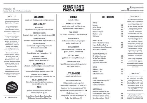 Sebastian's Food & Wine Menu