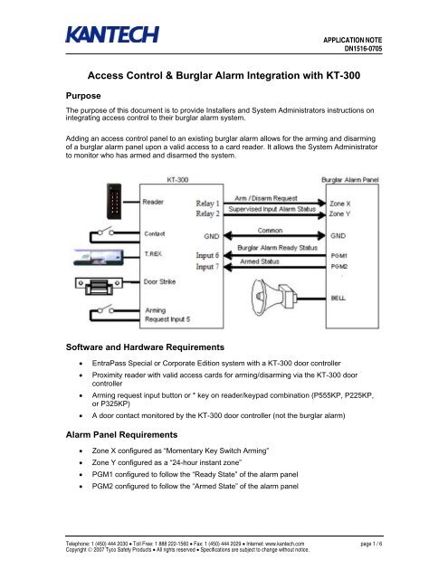 Access Control & Burglar Alarm Integration with KT-300 - Kantech