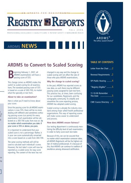 ARDMS to Convert to Scaled Scoring