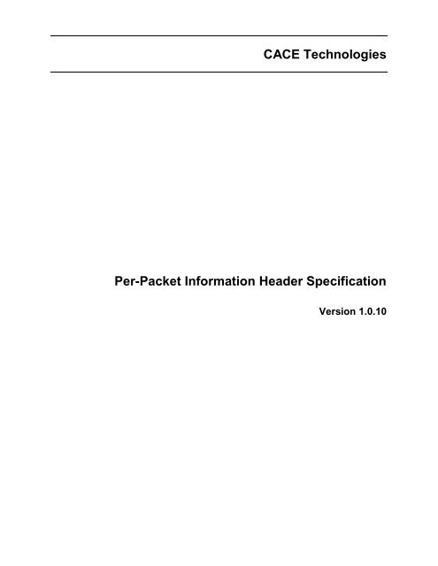 CACE Technologies Per-Packet Information Header Specification