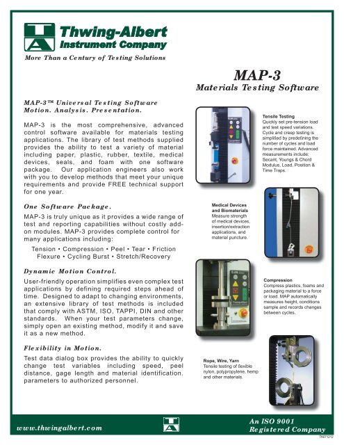 MAP-3 Materials Testing Software - Thwing-Albert Instrument Co