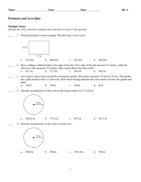 Perimeter and Area Review